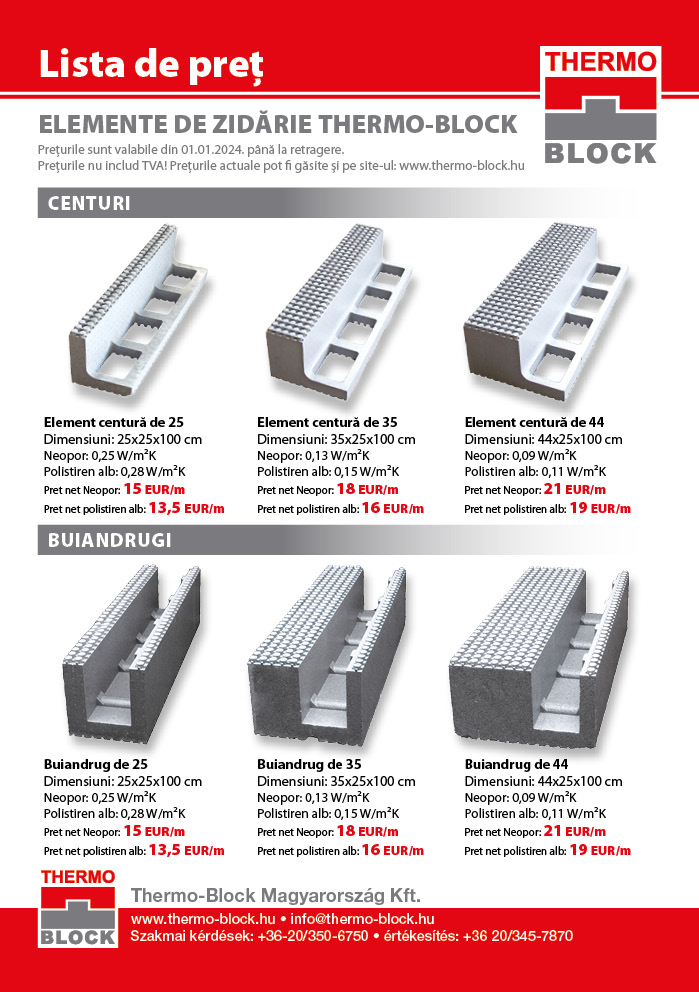 Lista de preț - Thermo-Block Energiatakarékostól a passzívházig!.